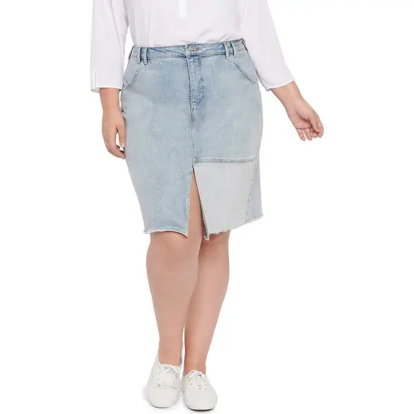 NYDJ Frayed Denim Pencil Skirt