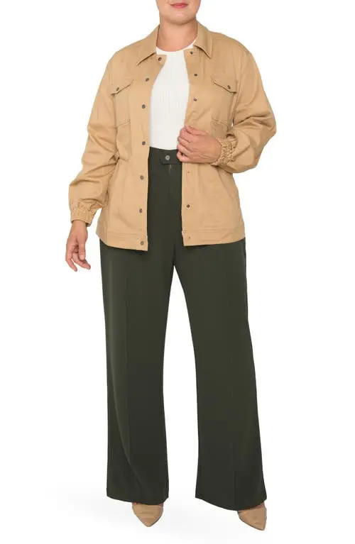 STANDARDS & PRACTICES Pintuck Stretch Crepe Wide Leg Trousers