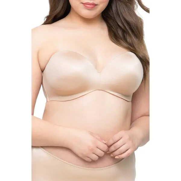 CURVY COUTURE Strapless Underwire Push-up Bra - Champagne