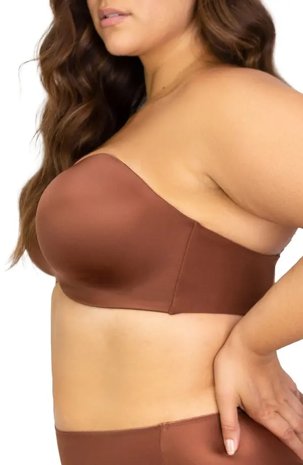 CURVY COUTURE Strapless Underwire Push-up Bra - Cocoa