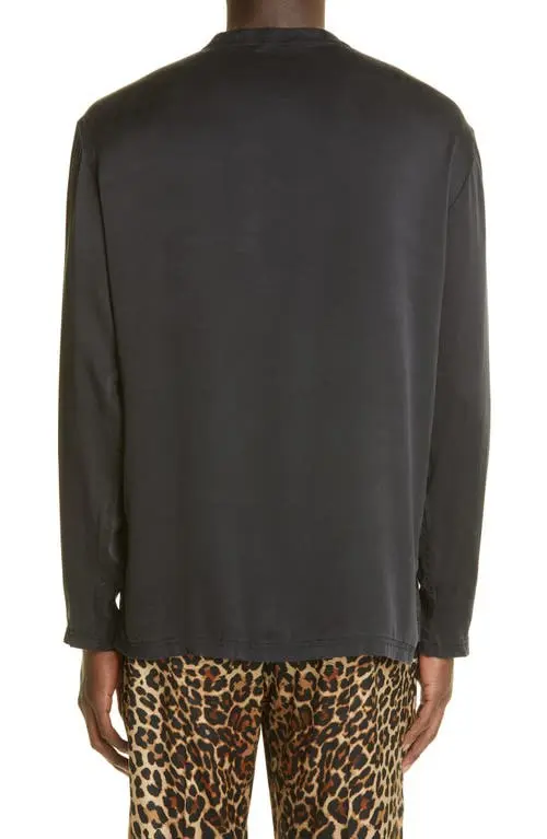 TOM FORD Henley Stretch Silk Pajama Shirt - Black