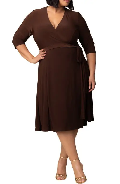 KIYONNA Essential Wrap Dress - Brown