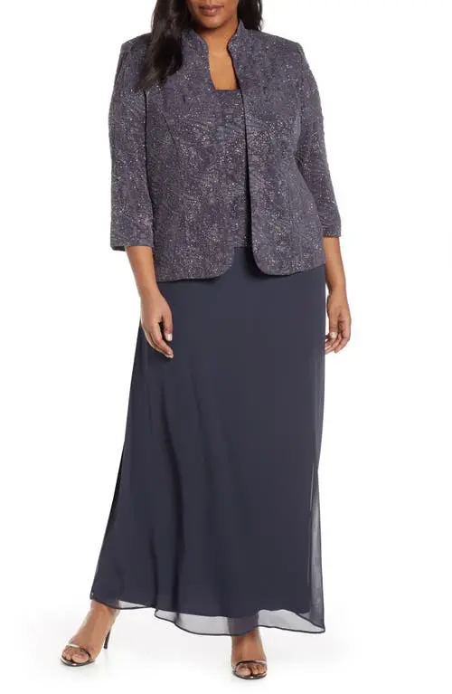 Alex Evenings Mock Two-piece Gown With Jacket