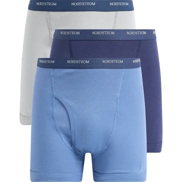 Nordstrom 3-pack Supima® Cotton Boxer Briefs - Blue Bijou Multi