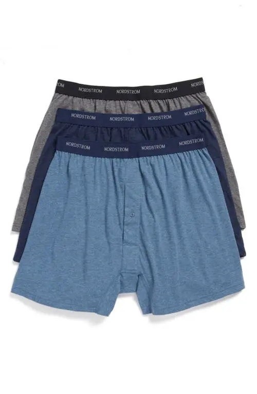 Nordstrom 3-pack Supima® Cotton Boxers - Navy/charcoal/blue