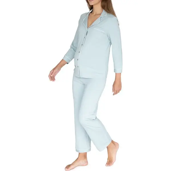 ANGEL MATERNITY Button Front Maternity Pajamas - Sage