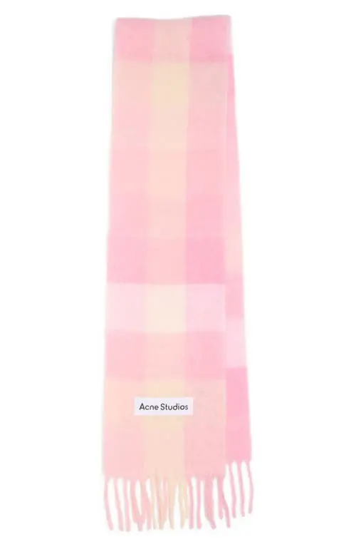 Acne Studios Vally Plaid Alpaca - Candy Pink/white/pale Pink