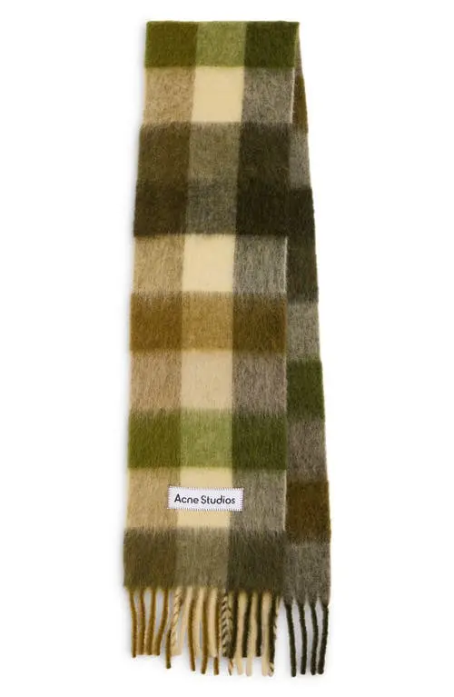Acne Studios Vally Plaid Alpaca Scarf - Khaki/cream/dark Green