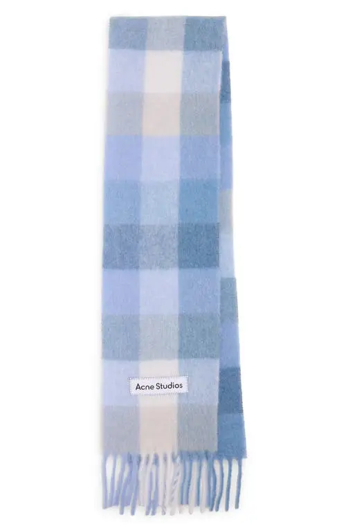 Acne Studios Vally Plaid Alpaca Scarf - Light Blue/white/powder Blue