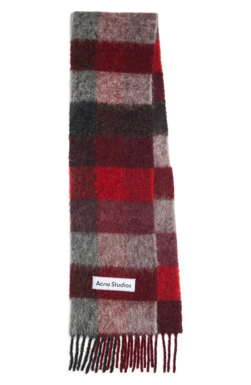 Acne Studios Vally Plaid Alpaca Scarf - Red/black