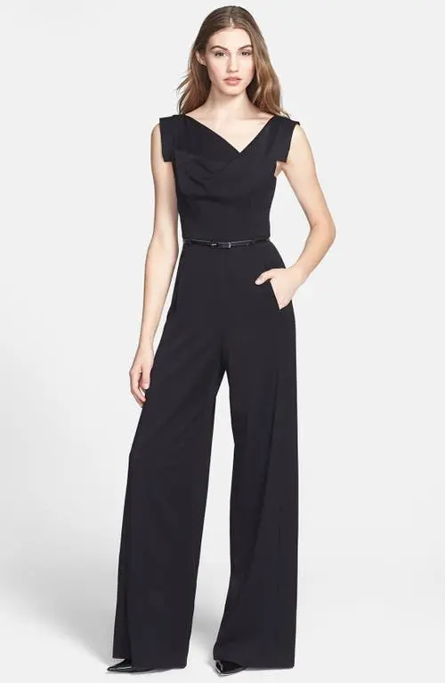 Black Halo Wide-leg Stretch-gabardine Jumpsuit - Black