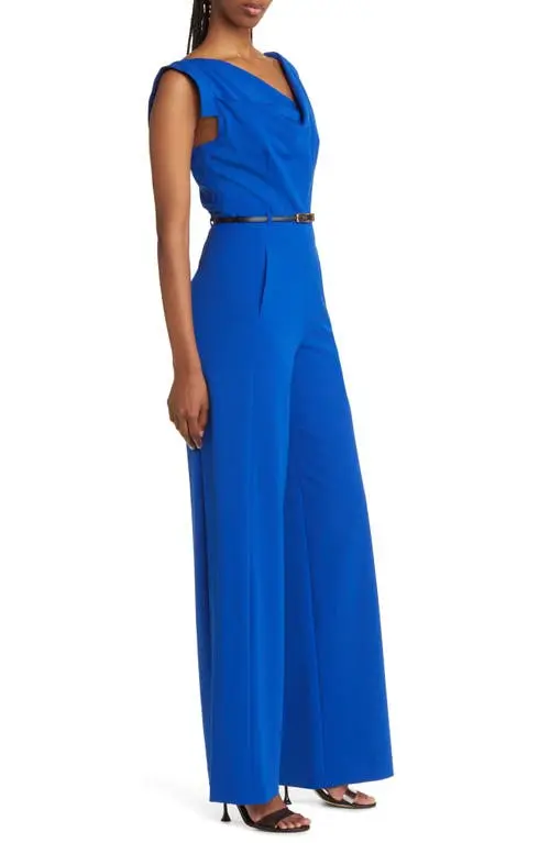 Black Halo Wide-leg Stretch-gabardine Jumpsuit - Cobalt