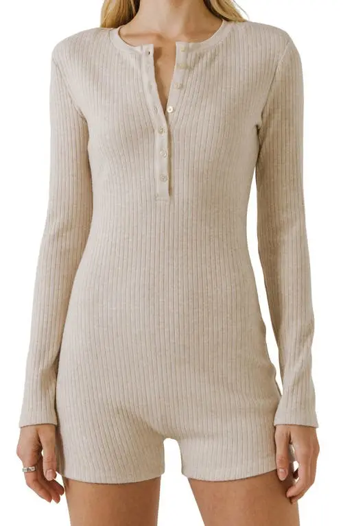 GREY LAB Rib Knit Romper - Oatmeal