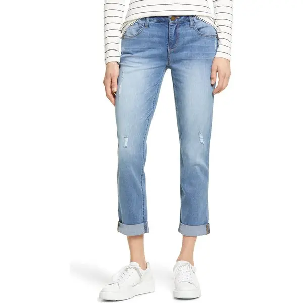 Wit & Wisdom Ripped Crop Straight Leg Jeans