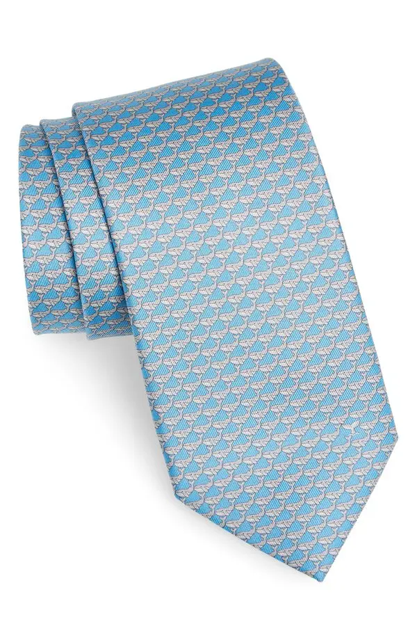 FERRAGAMO Whale Print Silk Tie