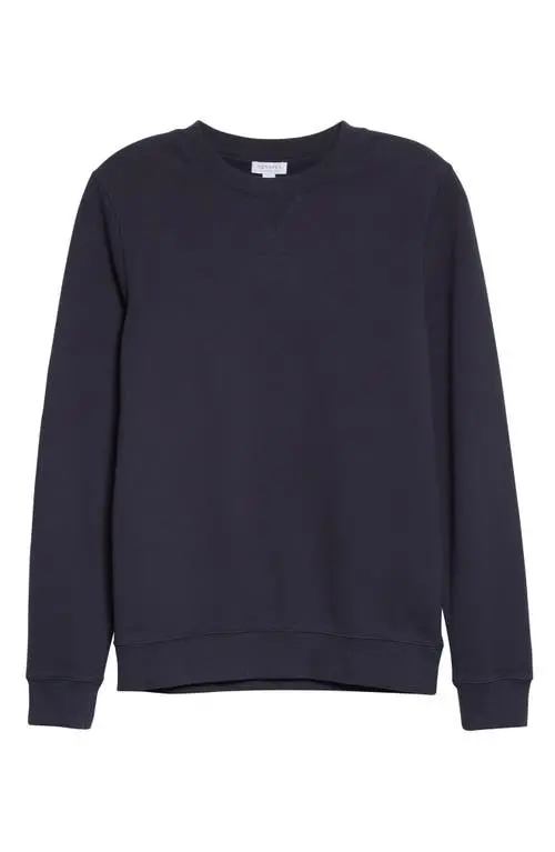 Sunspel French Terry Crewneck Sweatshirt - Navy