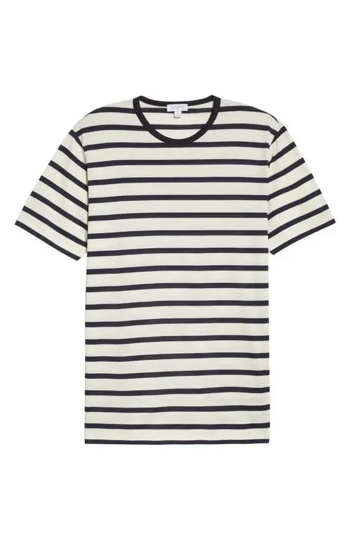 Sunspel Stripe T-shirt - White/navy