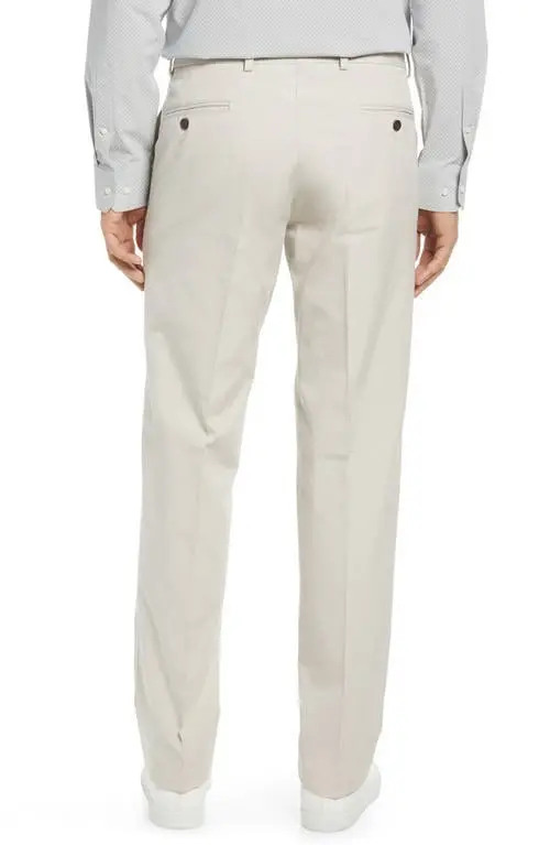 Berle Charleston Khakis Flat Front Cotton Poplin Dress Pants - Stone