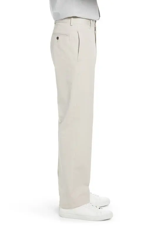 Berle Charleston Khakis Flat Front Cotton Poplin Dress Pants - Stone