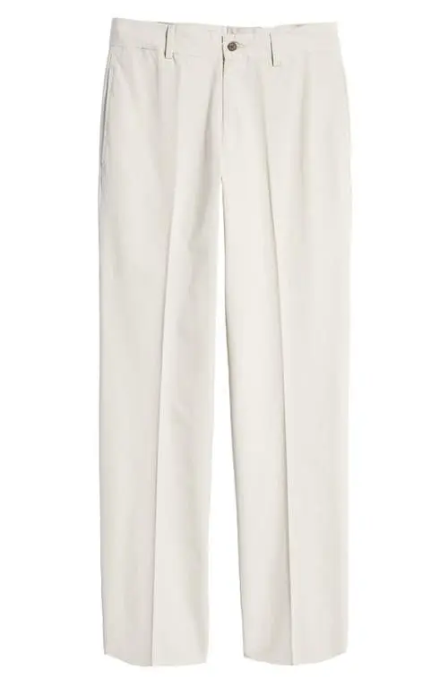 Berle Charleston Khakis Flat Front Cotton Poplin Dress Pants - Stone