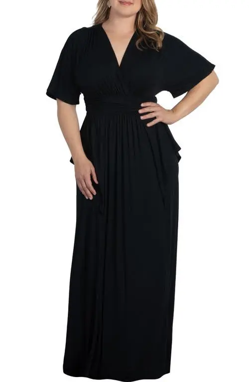 Kiyonna Indie V-Neck Fit & Flare Dress - Black Noir | Editorialist