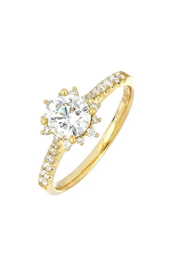 Bony Levy Pavé Diamond & Cubic Zirconia Vintage Solitaire Engagement Ring