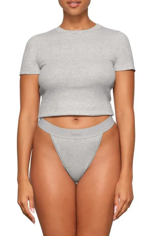 SKIMS Stretch Cotton Ribbed T-shirt - Light Heather Grey