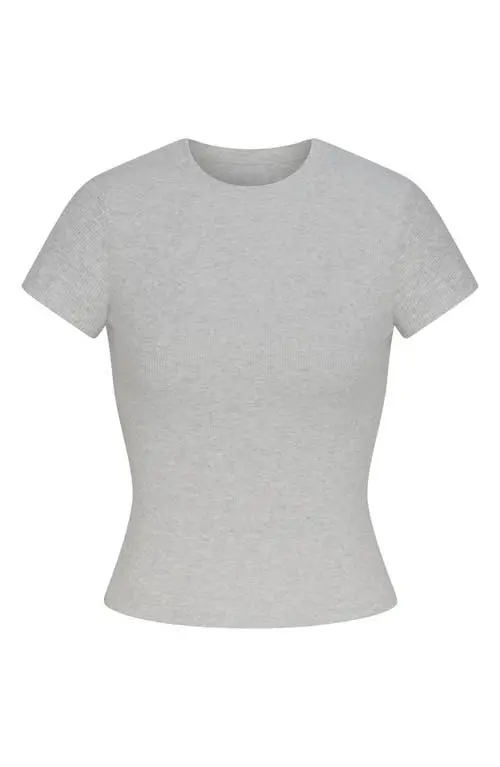 SKIMS Stretch Cotton Ribbed T-shirt - Light Heather Grey
