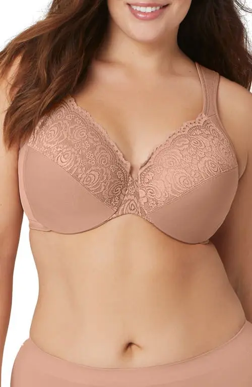 GLAMORISE Wonderwire® Low Cut Lace Underwire Bra - Cappuccino