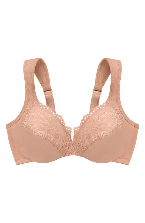 GLAMORISE Wonderwire® Low Cut Lace Underwire Bra - Cappuccino