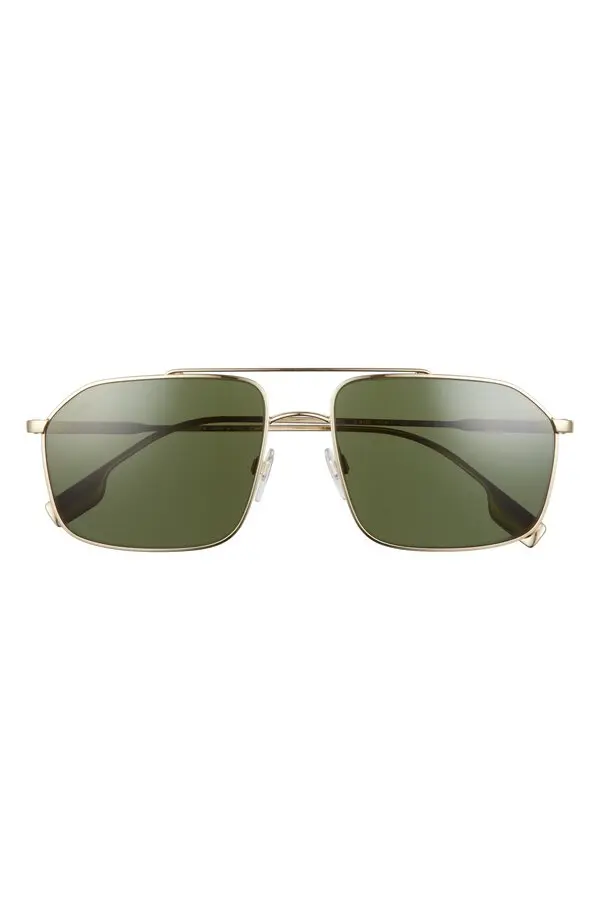 Burberry 59mm Aviator Sunglasses In Light Gold/Dark Green  display picture 2