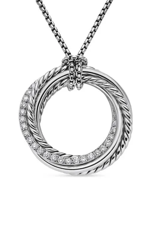 David Yurman Sterling Silver & Crossover Pendant Necklace - Diamond