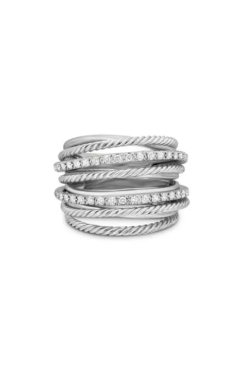 David Yurman Wide Crossover Diamond Ring - Silver/diamond