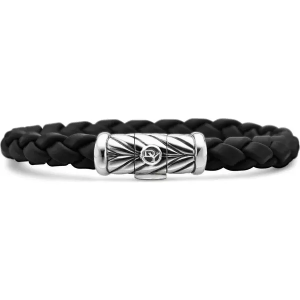 David Yurman Chevron Bracelet - Black Rubber/silver