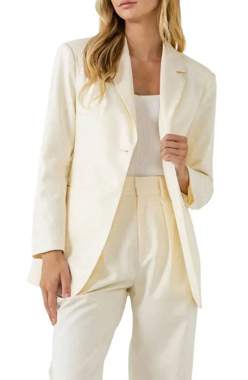 Endless Rose Oversized Single Breasted Blazer - Ivory