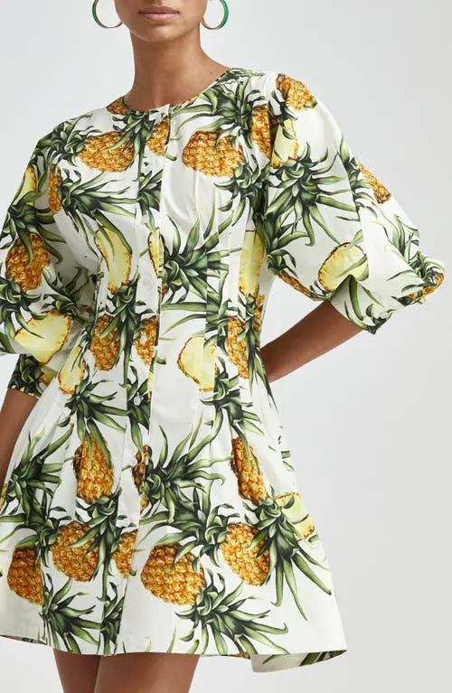 Oscar De La Renta Pineapple A-line Poplin Dress