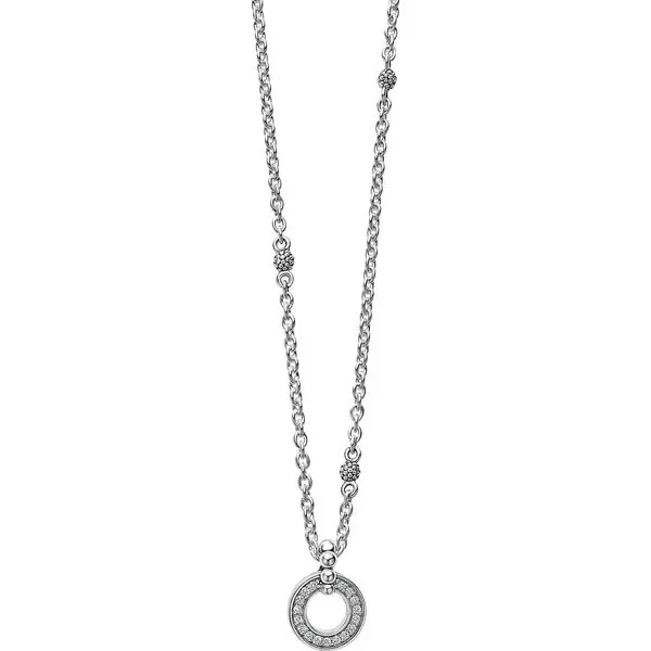Lagos Caviar Spark Diamond Open Circle Pendant Necklace - Diamond/ Silver