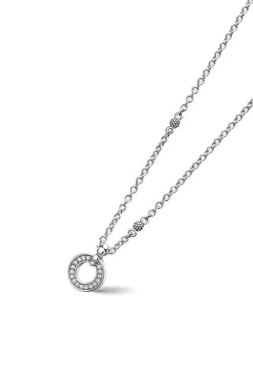 Lagos Caviar Spark Diamond Open Circle Pendant Necklace