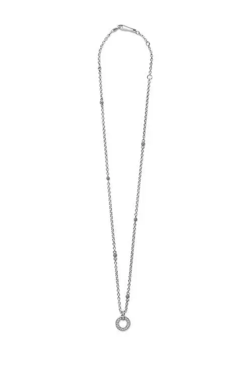 Lagos Caviar Spark Diamond Open Circle Pendant Necklace