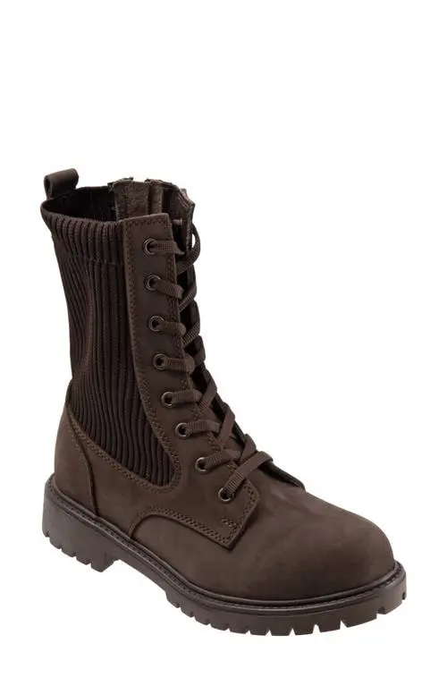 BUENO Stella Lace-up Bootie - Brown Nubuck