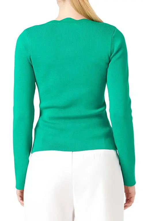Endless Rose Scallop Square Neck Sweater - Green