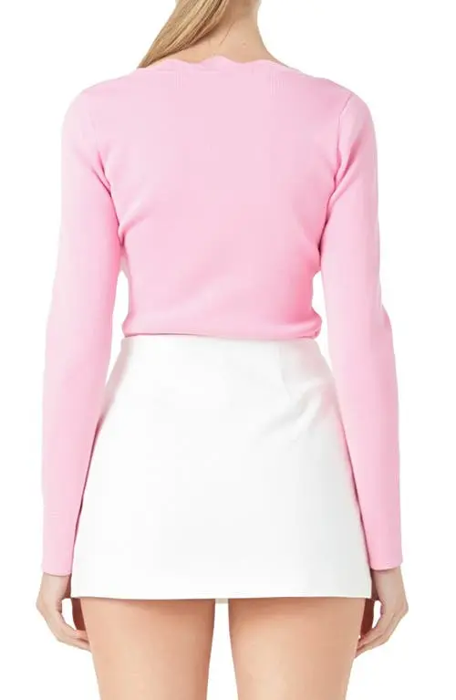 Endless Rose Scallop Square Neck Sweater - Pink