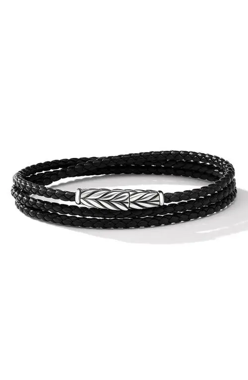 David Yurman Chevron Triple Wrap Bracelet - Black Leather