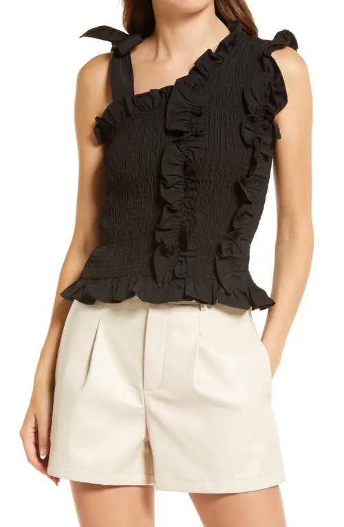 AMY LYNN Shirred Asymmetrical Top
