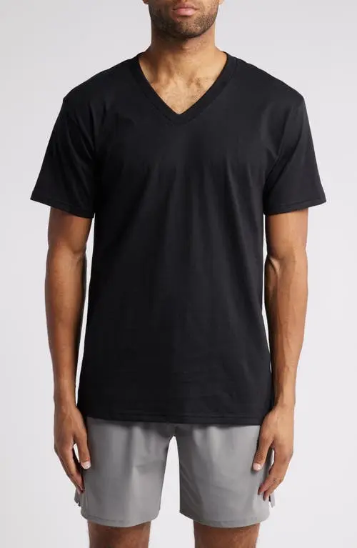 Nordstrom 4-pack Regular Fit Supima® Cotton V-neck T-shirts - Black