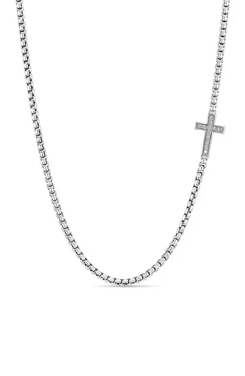 David Yurman Cross Station Necklace - Sterling Silver/white Diamond