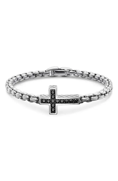 David Yurman Sterling Silver Cross Bracelet With Diamonds - Black Diamond