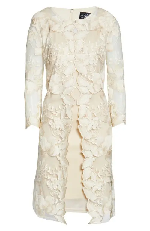 Alex Evenings Embroidered Lace Jacket Dress - Chai/ivory