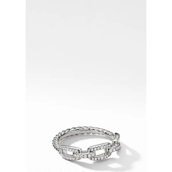David Yurman Stax Diamond Chain Ring - White Gold