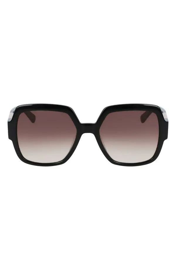 Longchamp Le Pliage 56mm Butterfly Sunglasses In Black/Black  display picture 1